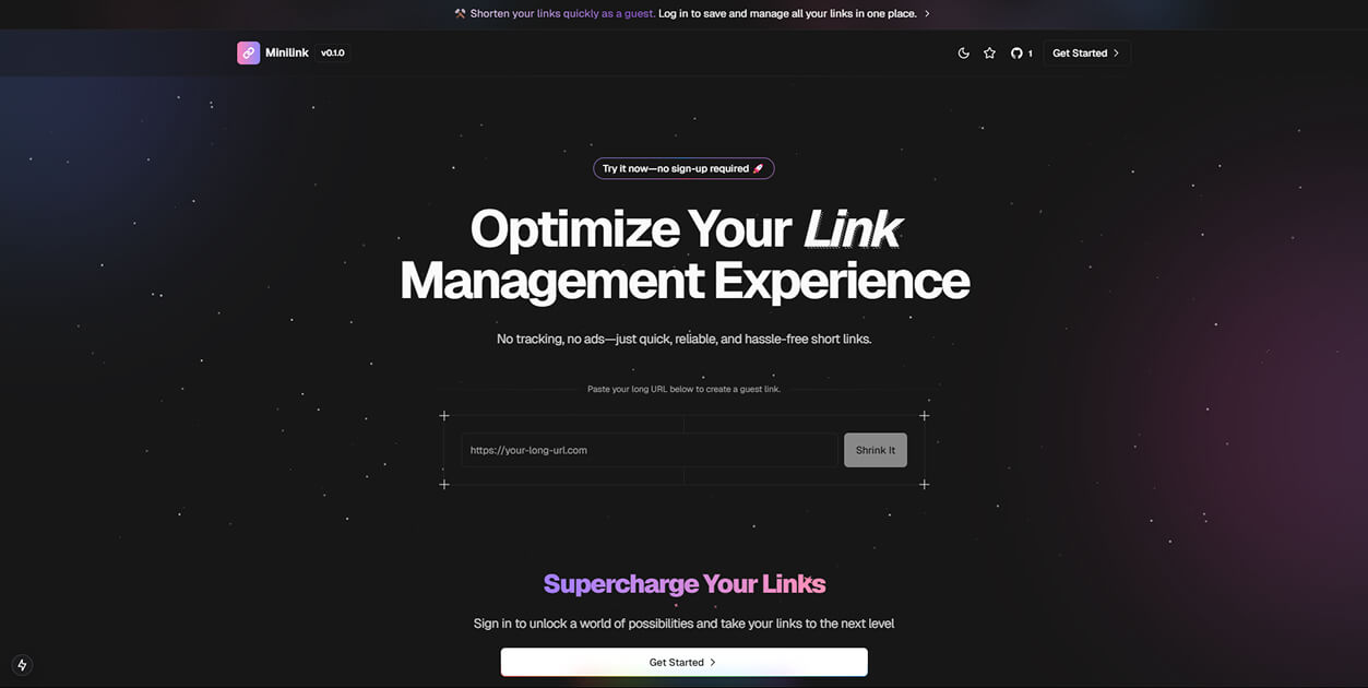 Shorten & Manage URLs Effortlessly • Minilink